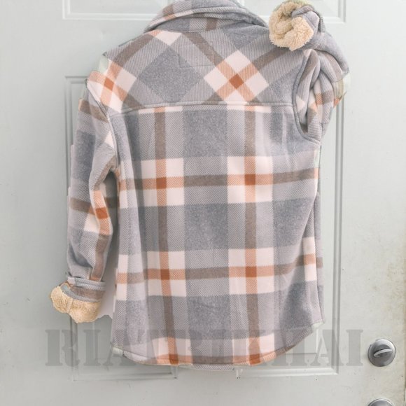 Sage | Tops | Gray Nwt Sage Ladies Plush Plaid Shirt Jacket | Poshmark